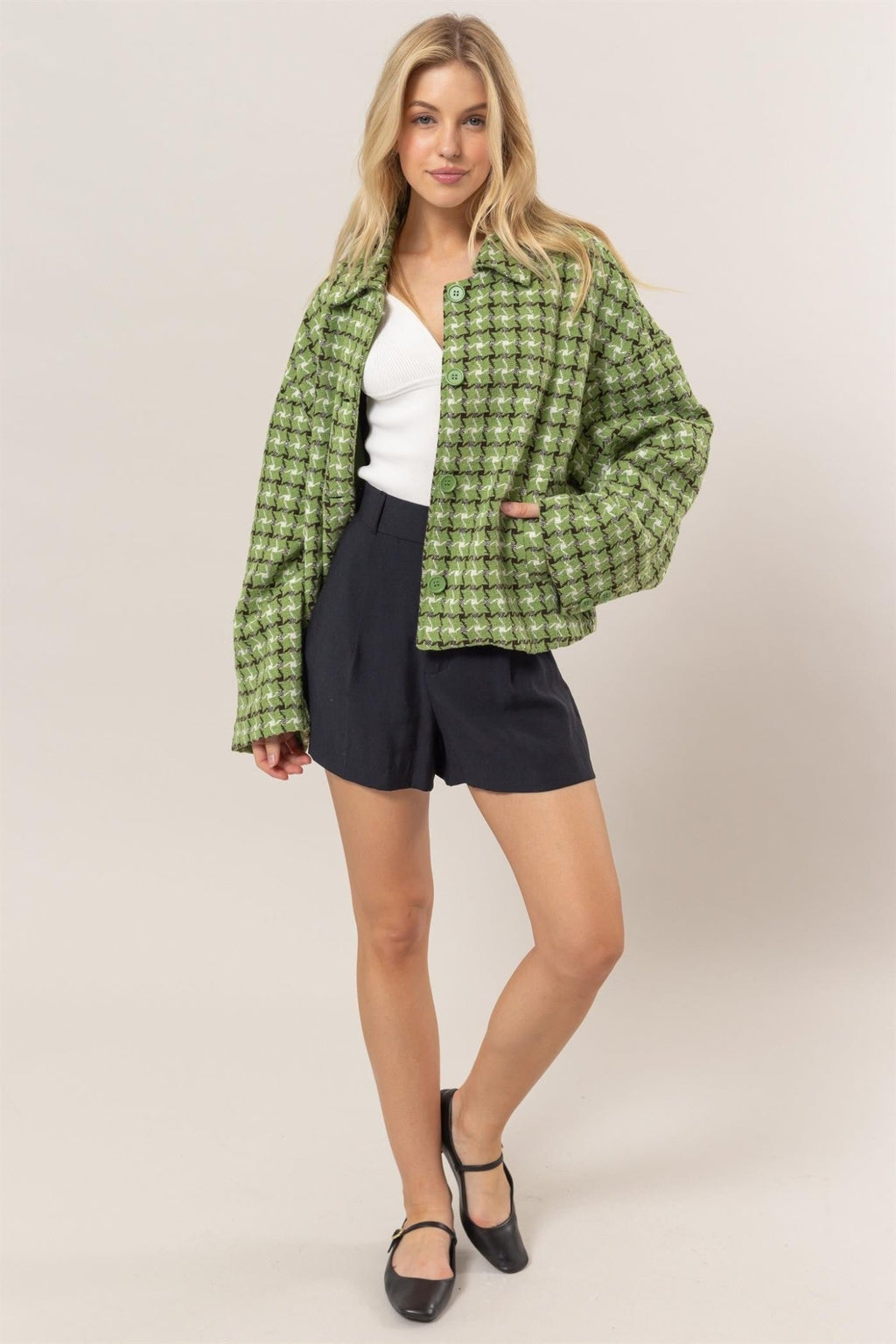 Tweed Plaid Button Up Jacket – MOD&SOUL - Contemporary Women's Clothing