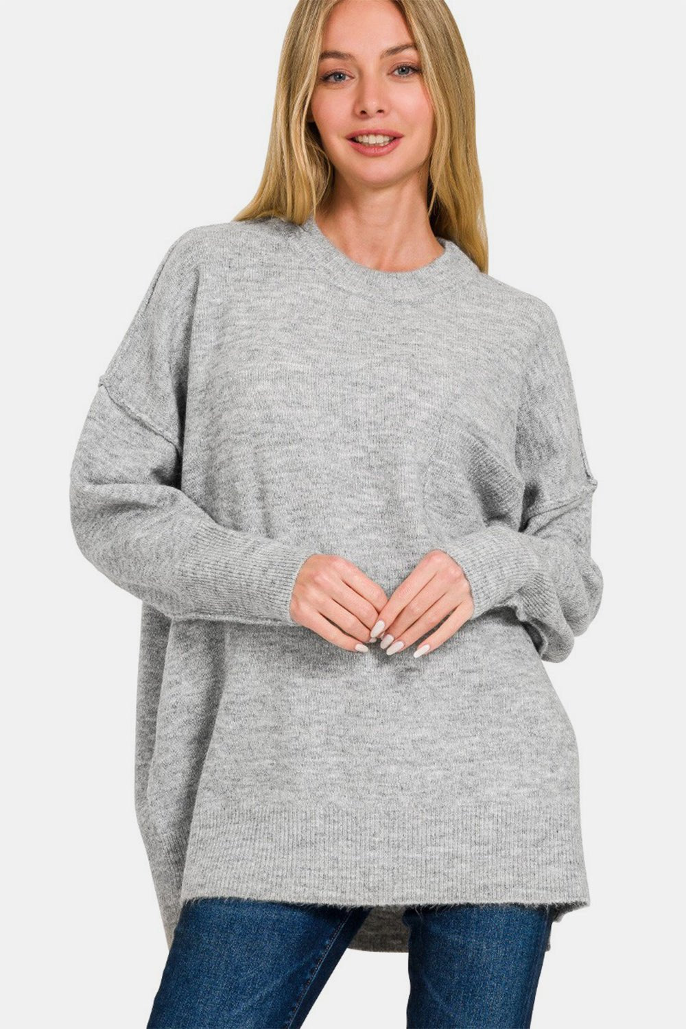 High-Low Hem Drop Shoulder Sweater – MOD&SOUL - Contemporary Women's ...
